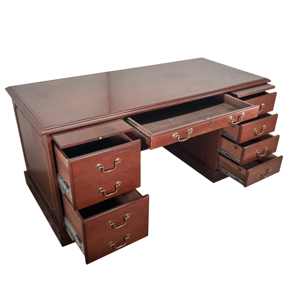 Solid Wood 7 Drawer Desk