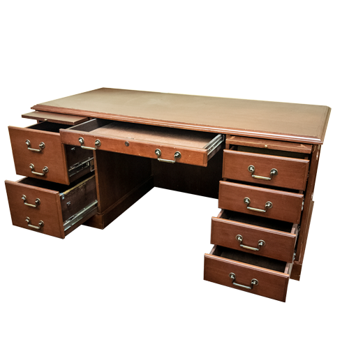 Solid Wood 7 Drawer Desk